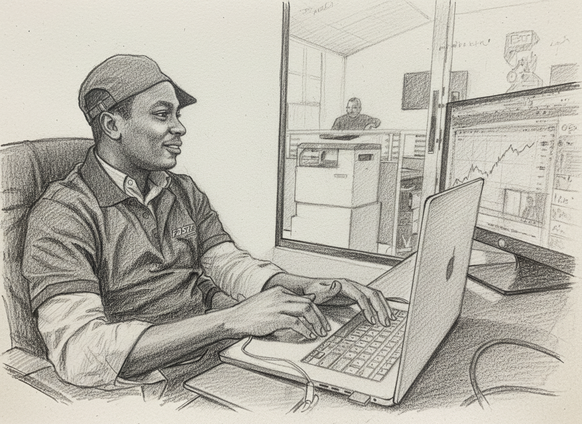 Photo transformed into elegant pencil sketch